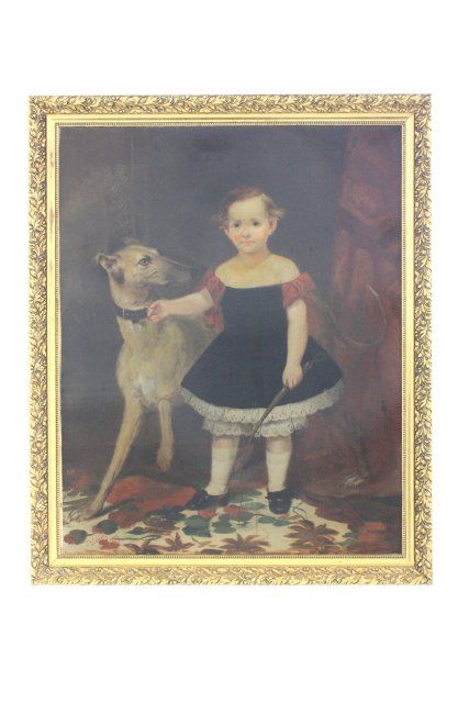 J.H. Cafferty oil painting "Child with Greyhound"