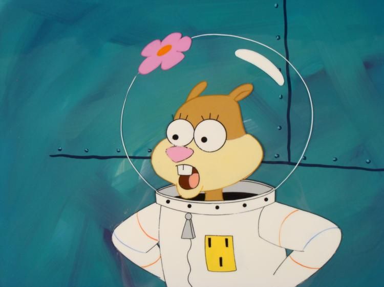 Orig SpongeBob Animation Cel & Background Sandy Suit