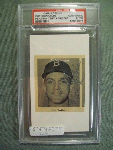 PSA/DNA Certified Cut Carl Erskine Autograph