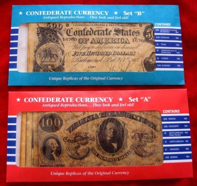 Confederate Currency Reproduction Set A& B