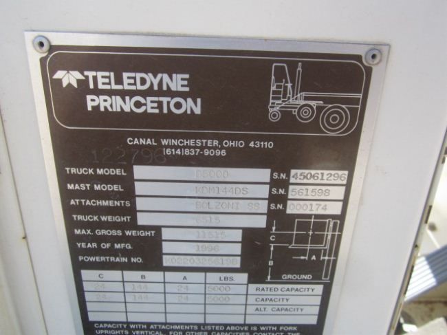 1996 Teledyne Princeton D5000 Piggyback Forklift