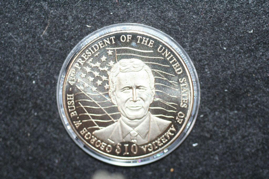 2001 Republic of Liberia $10 Foreign Coin; George W. Bush-43rd ...