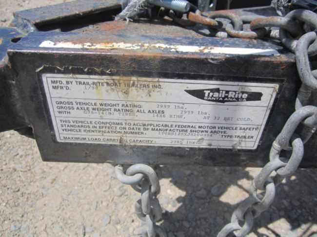 1988 Trail-Rite S/A Boat Trailer