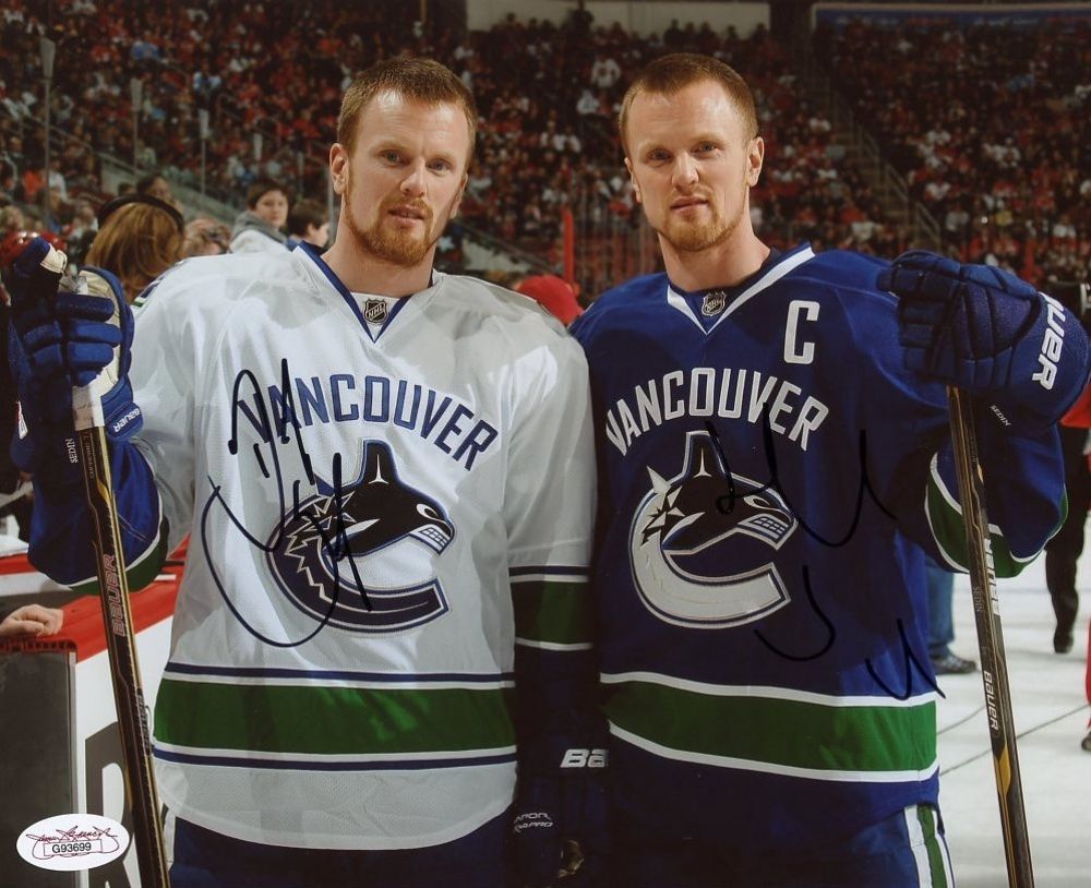 Daniel Sedin & Henrik Sedin Signed Canucks 8x10 Photo (JSA COA)