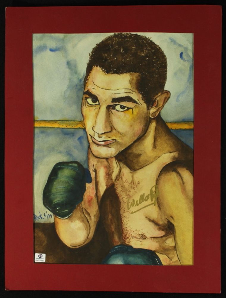 Original Hand-Signed Portrait Painting of Willie Pep Painted by Rocky ...