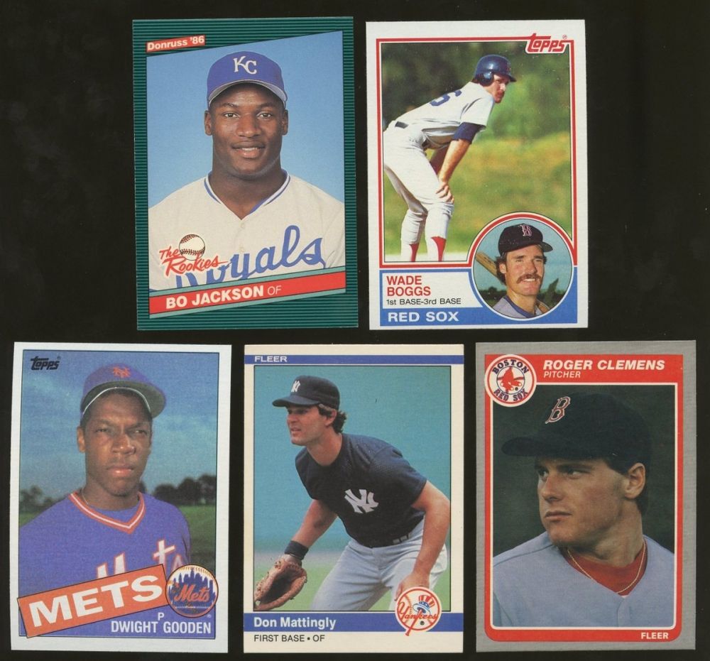 Lot of (5) Vintage MLB Rookie Cards with Wade Boggs, Roger Clemens, Don ...