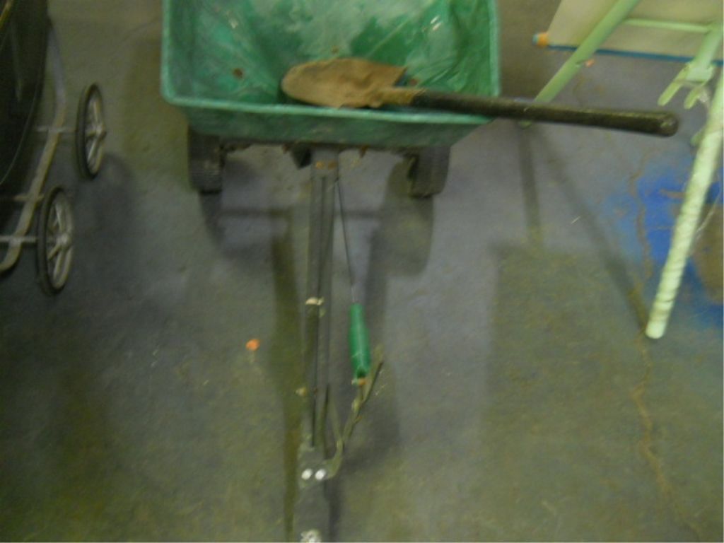 Scotts Spreader & Small Shovel spreader attaches to a tractor or riding ...