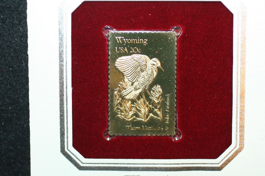 1982 First Day Issue 22K Gold Replica Stamp W/Postal Stamps; US State ...