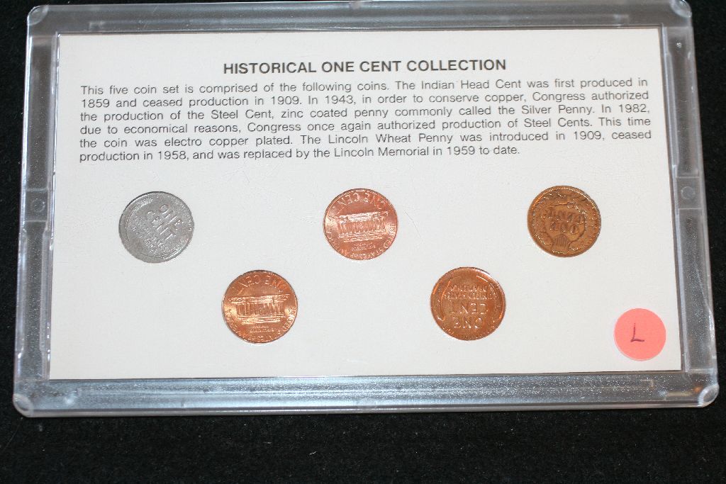 Historical One Cent Collection; Indian Head One Cent, Lincoln Wheat ...