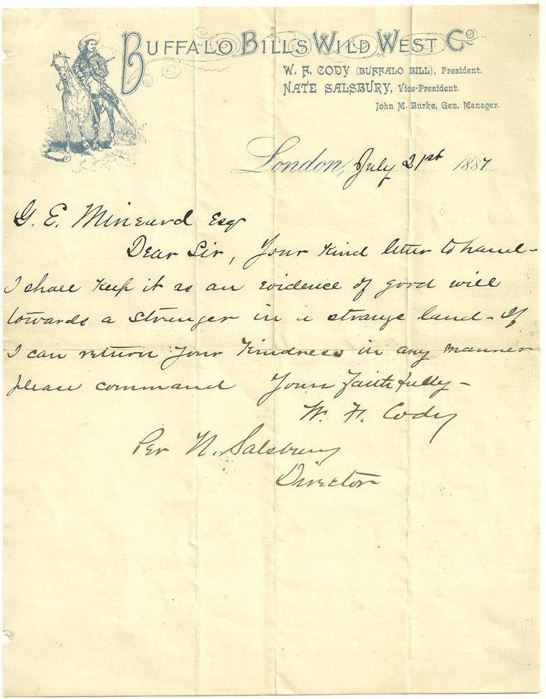 2 Buffalo Bill Wild West Letters