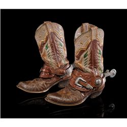 Roy Rogers Personal Edward H. Bohlin Spurs on his Custom Eagle Boots