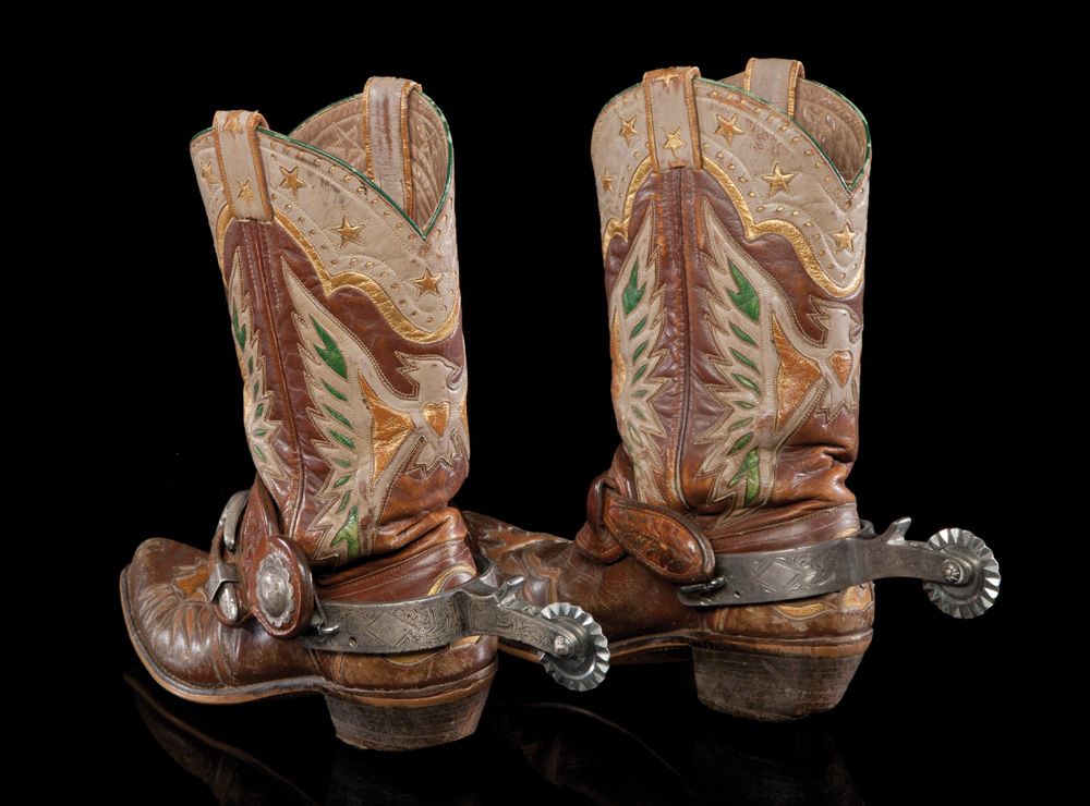 Roy Rogers Personal Edward H. Bohlin Spurs on his Custom Eagle Boots