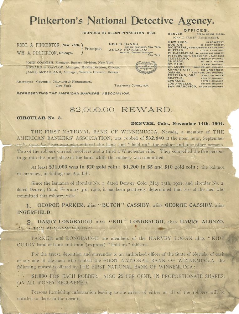 Butch Cassidy and the Sundance Kid Reward Poster