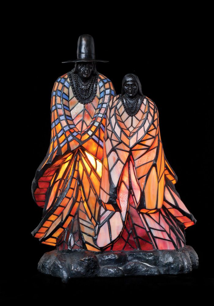 Stained Glass Indian Bronze Lamp