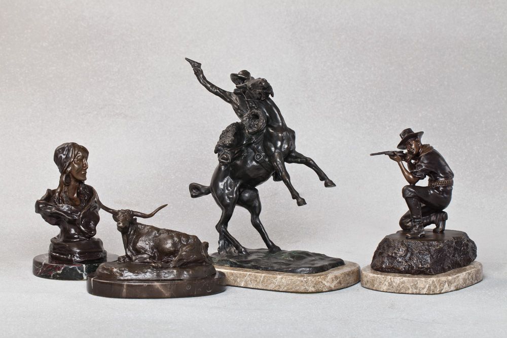Lot of Charles M. Russell recast Bronze Statues