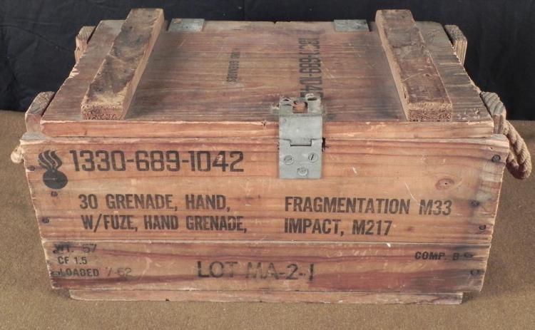 WWII WOOD CRATE FOR HAND GRENADES-LOT MA-2-1. ROPE