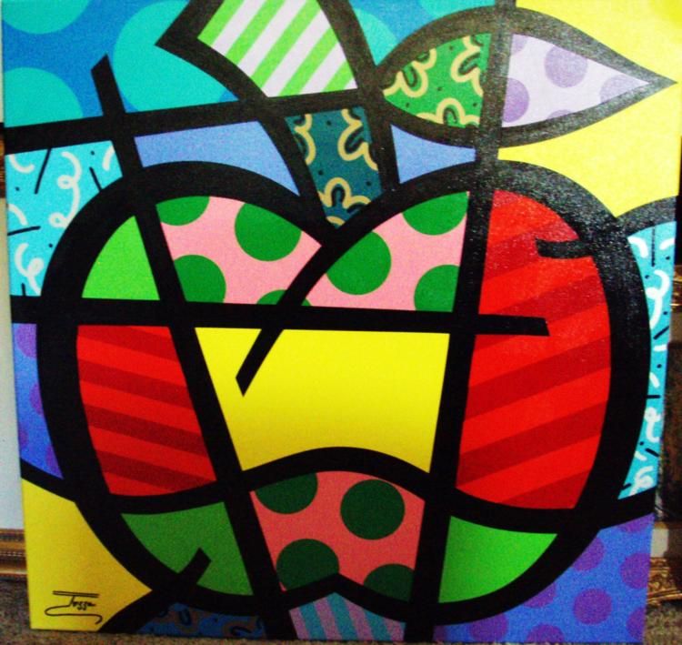 Jozza Original Pop Art Painting Canvas Green Apple II