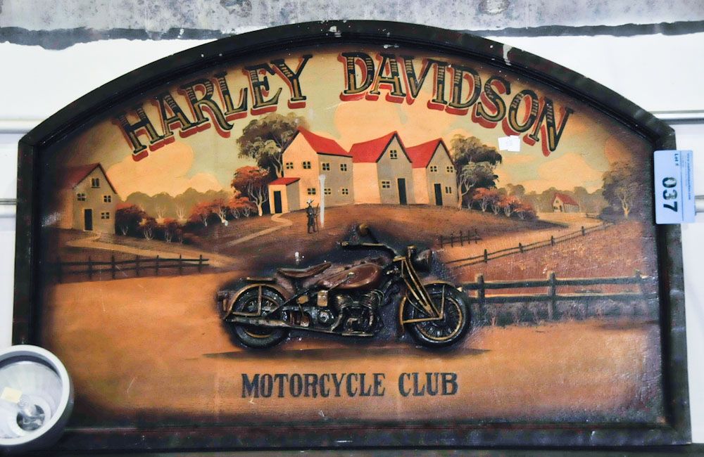 Wooden Harley Davidson motorcycle club decorative