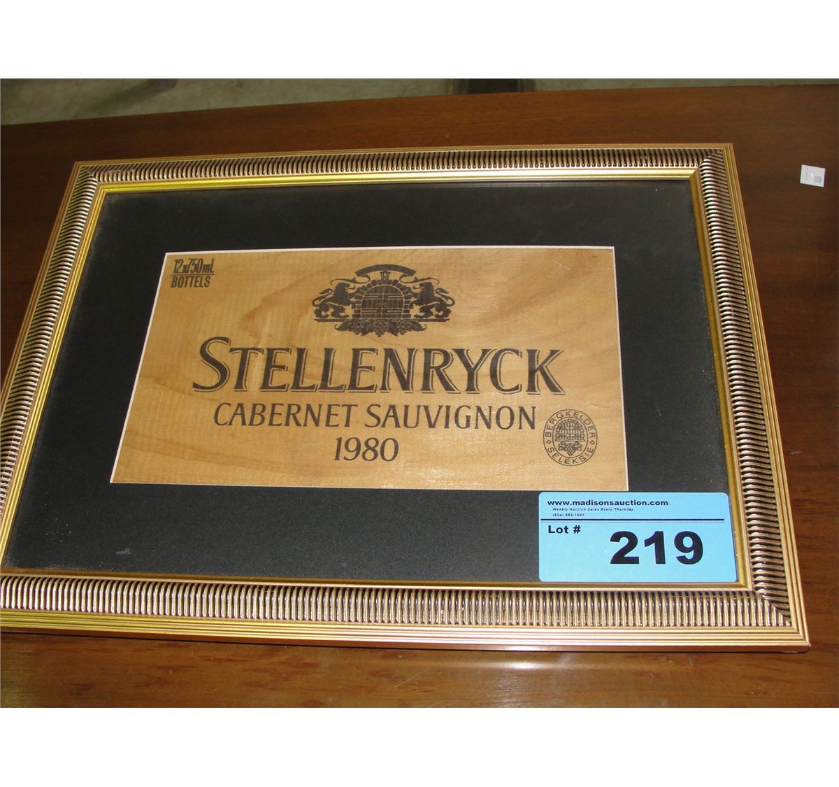 Framed wine crate wooden label