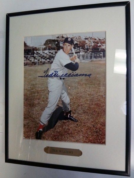 TED WILLIAMS AUTOGRAPHED 8X10 PHOTO IN MATTED FRAME COA BY HOWARDS