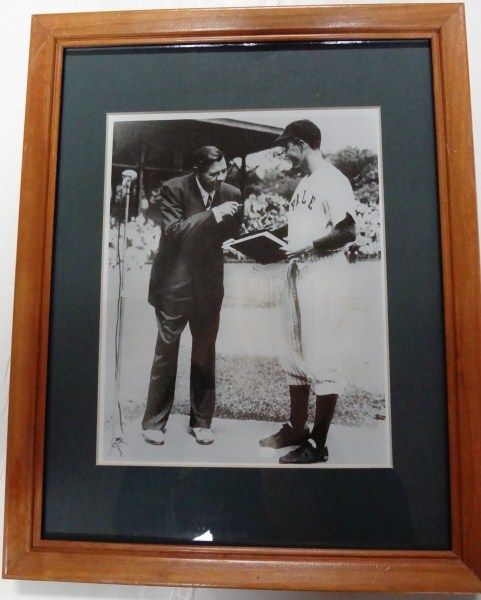 8X10 PHOTO OF BABE RUTH AND GEORGE BUSH IN HIS YALE UNIFORM