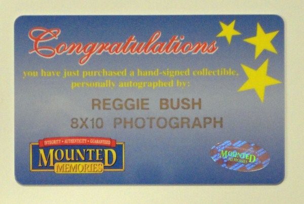 REGGIE BUSH USC Autographed 8x10 with MINI HELMET in shadow box