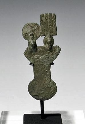 An Egyptian Bronze Menat - Deities Shu and Tefnut