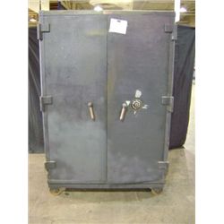 MOSLER SAFE, 75" X 51" X 36 1/2", 2 DOOR, DARK BLUE, WEIGHT 3,292 POUNDS