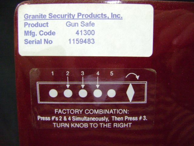 GRANITE SECURITY GUN SAFE, 60" X 30"X 23 3/4", RED 1 DOOR, WEIGHT 656 ...