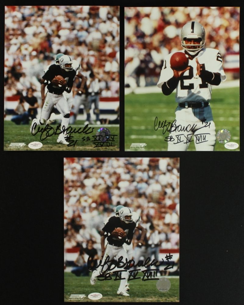 Lot of (3) Cliff Branch Signed Raiders 8x10 Photos: Inscribed "SB XI ...