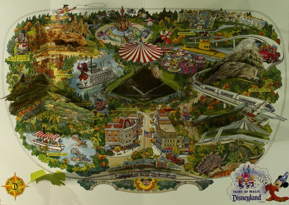 Disneyland 35th Anniversary Commemorative Oversized 3-D Pop-Up Map