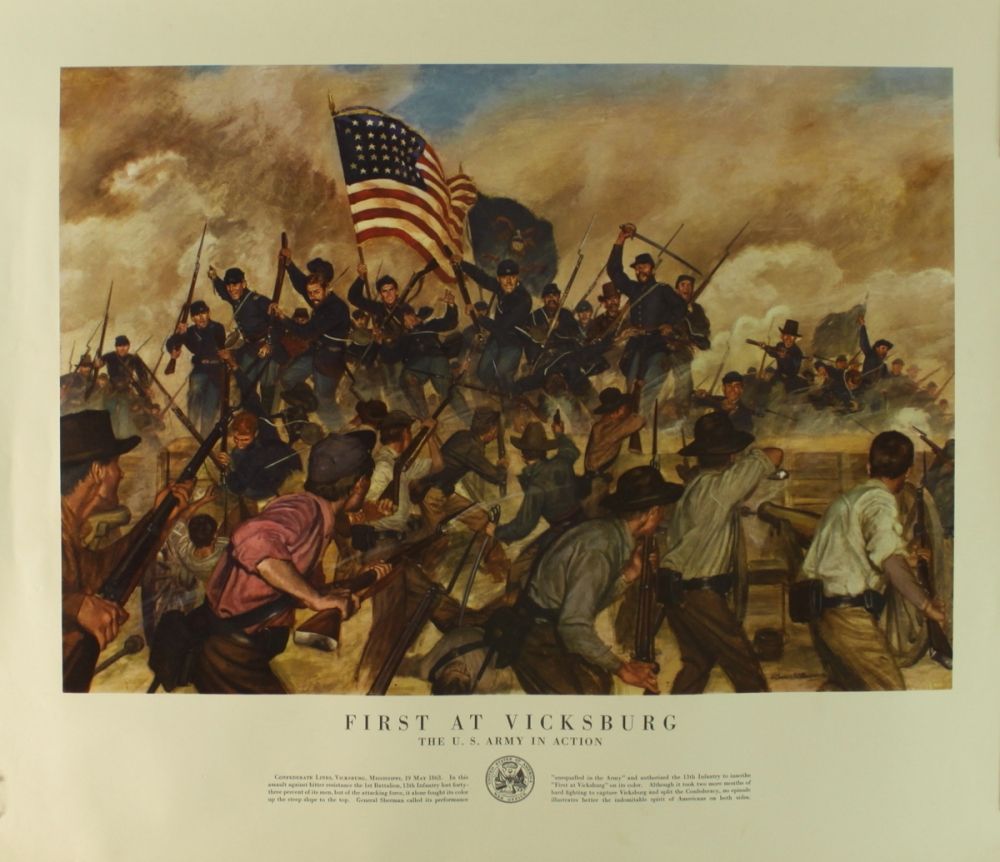 Vintage "US Army In Action" Civil War Poster Published in 1953: "First ...