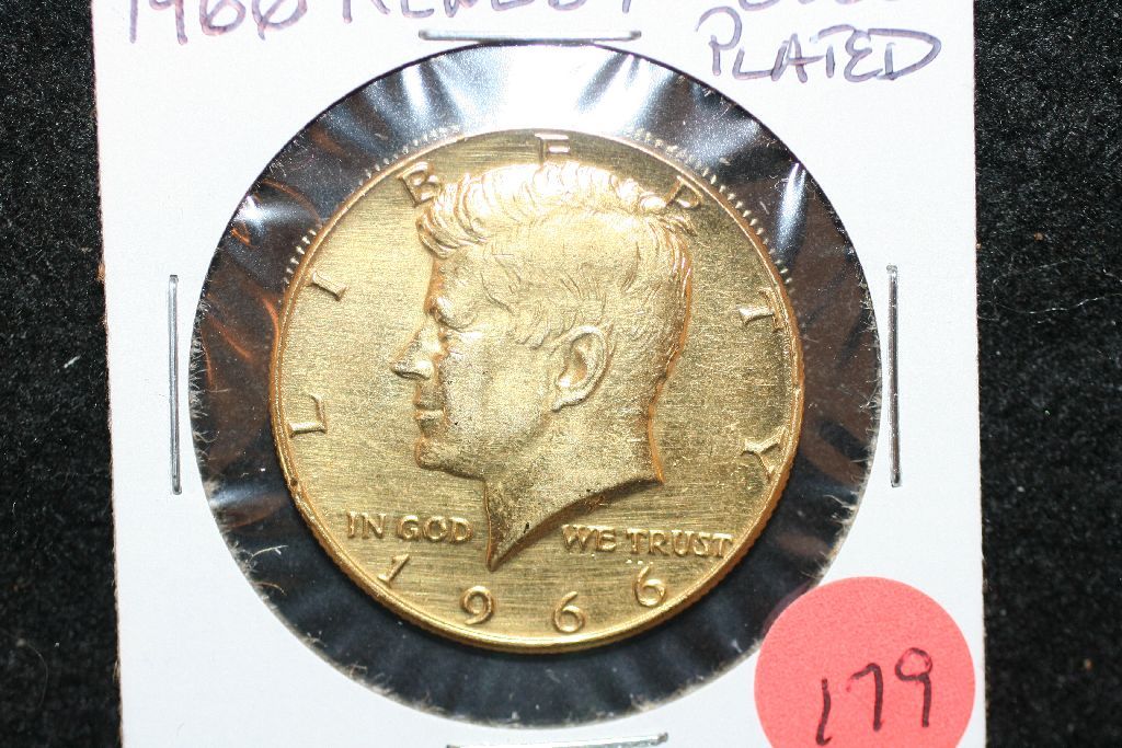 1966 Kennedy Half Dollar; Gold Plated