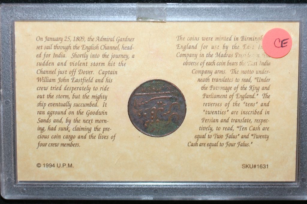 1808 Genuine Shipwreck Coin of the Admiral Gardner; 186 Year Old Coin