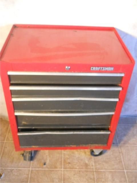 5 Drawer Red Craftsman Toolbox On Wheels