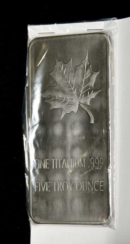 Five ounce canadian titanium bullion bar