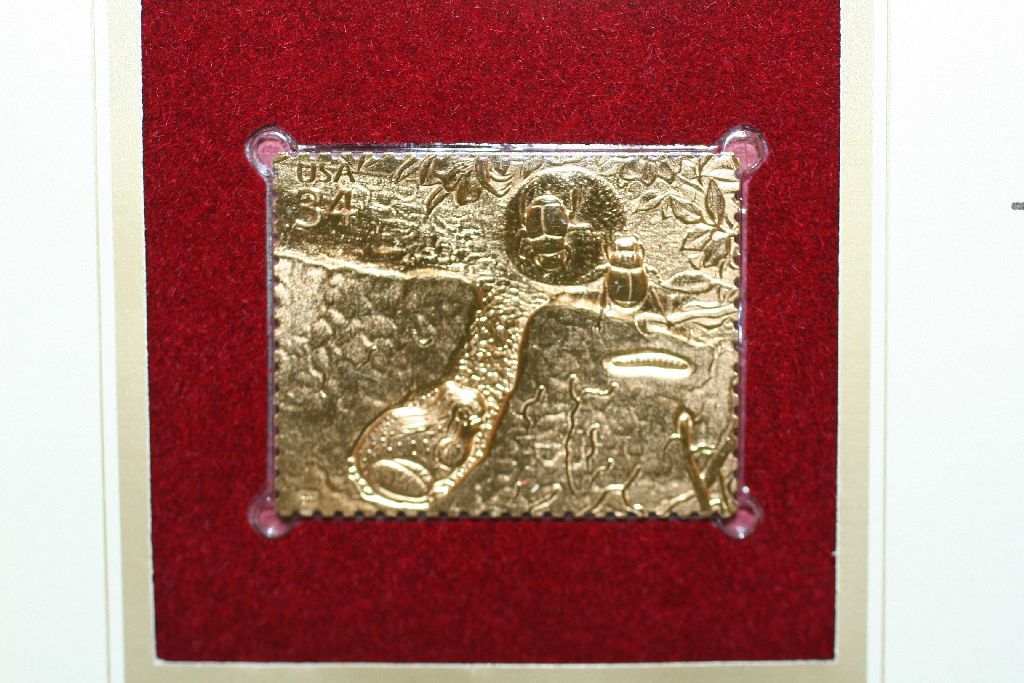 2001 First Day of Issue 22K Gold Replica Stamp W/Postal Stamp; Great ...