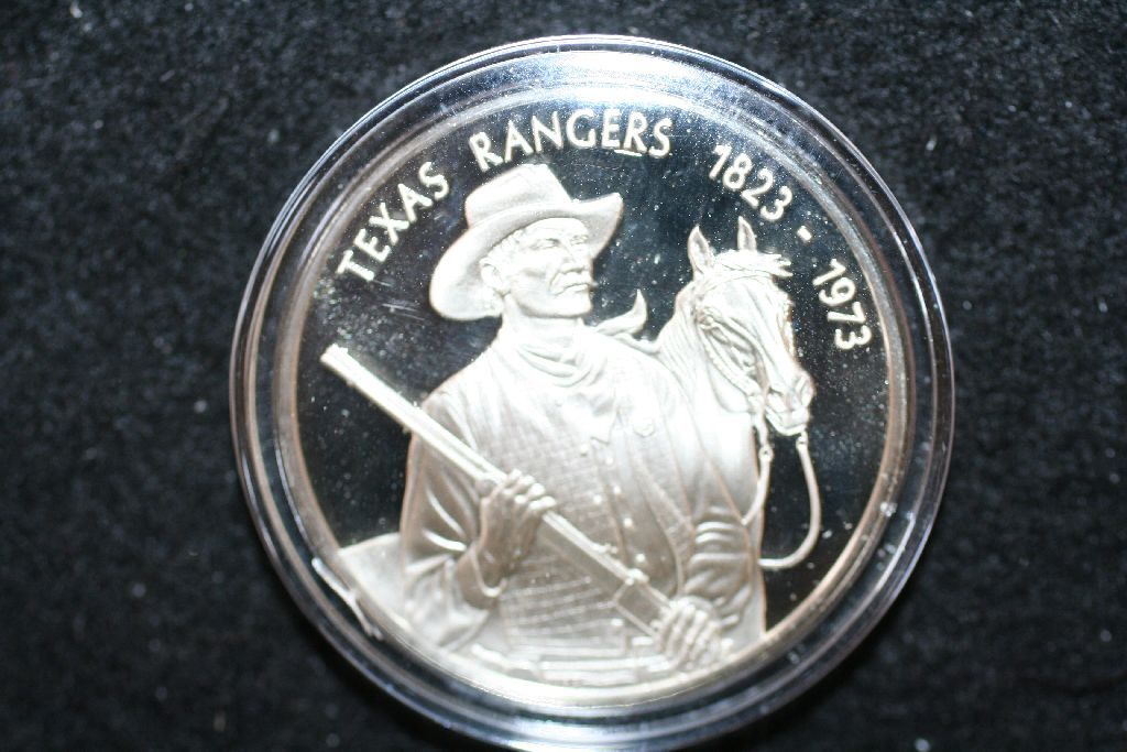1973 Texas Rangers 150th Anniversary Round; Sterling Silver 1 Oz.