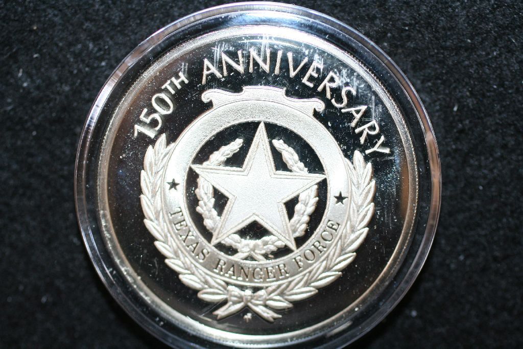 1973 Texas Rangers 150th Anniversary Round; Sterling Silver 1 Oz.