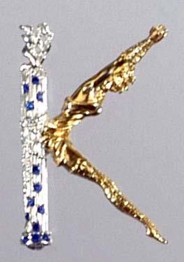 Erte Alphabet Pin Original Circle Gallery Letter K