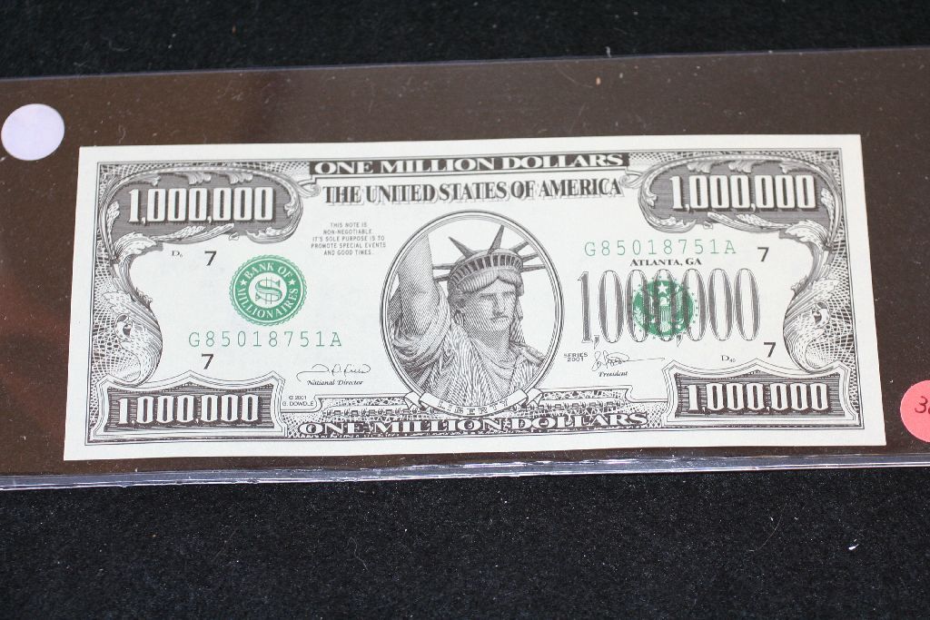 2001 United States of America $1,000,000 FAKE Bill