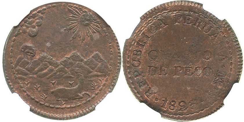 Lima Peru Copper 1 4 Peso 1823 Provisional Coinage Encapsulated lima-peru-copper-1-4-peso-1823-provisional-coinage-encapsulated