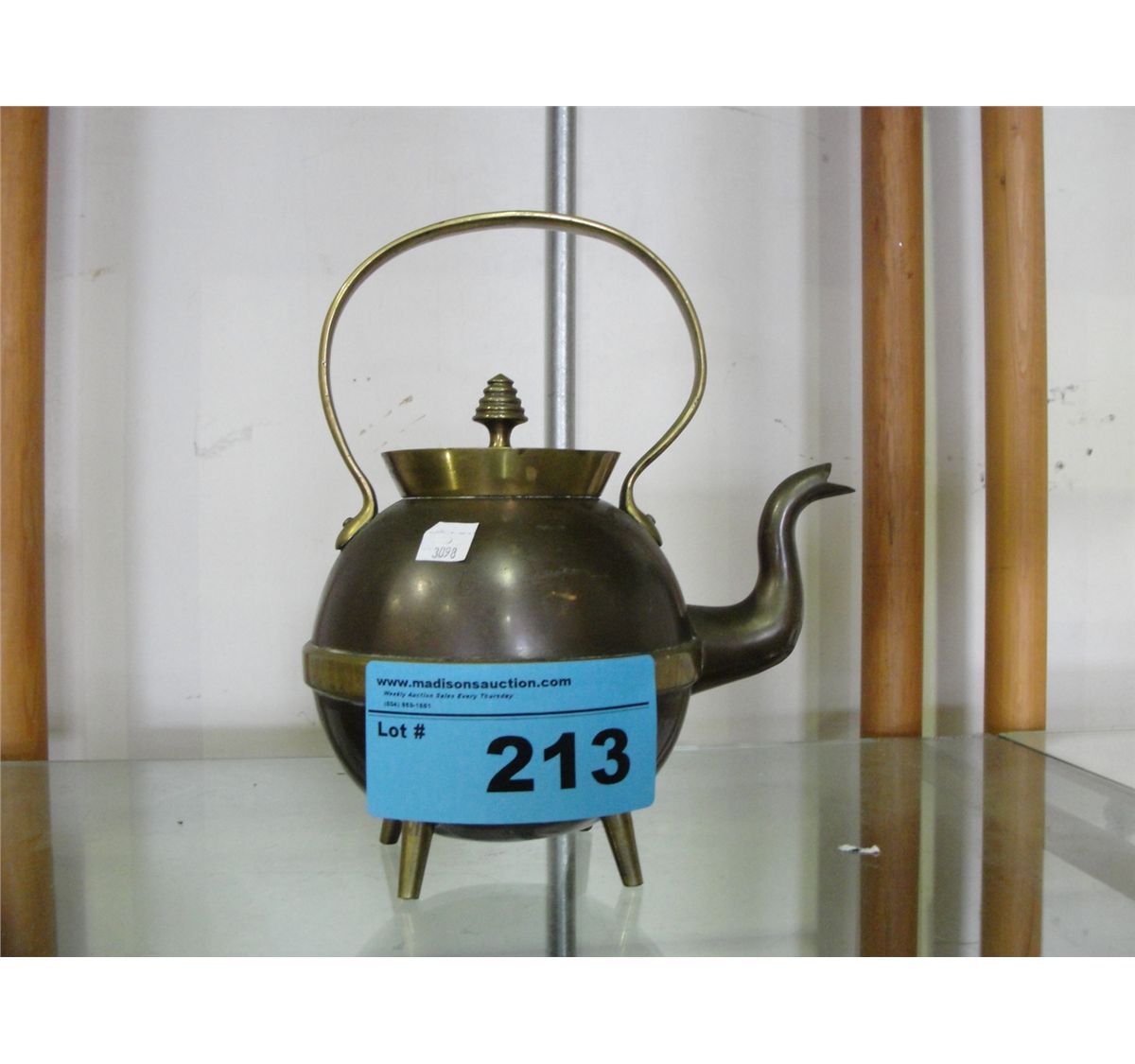 Early brass and copper tea kettle