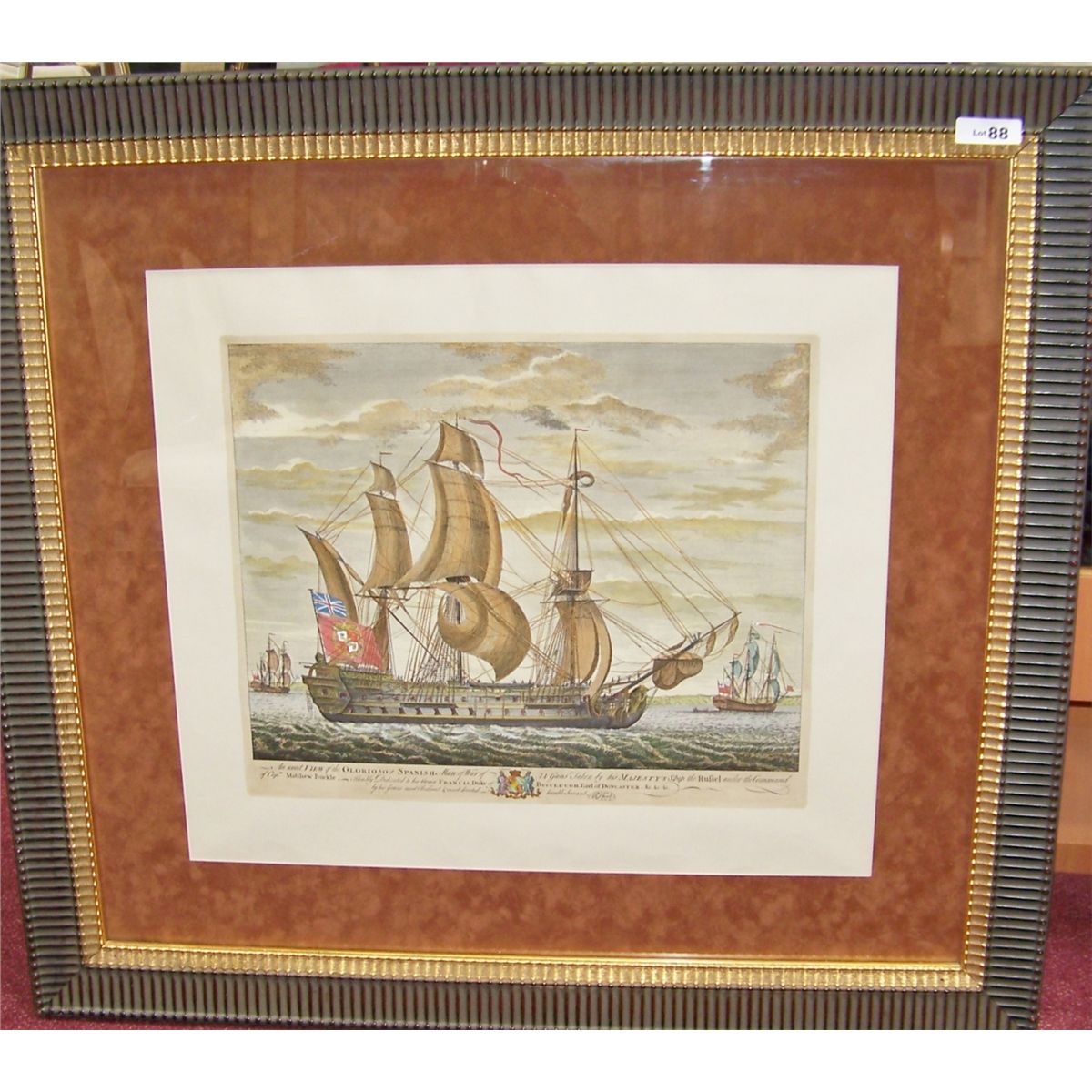Framed Ship Artwork of "Glorioso" Spanish Ship.