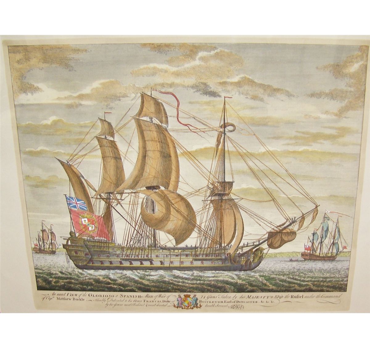 Framed Ship Artwork of "Glorioso" Spanish Ship.