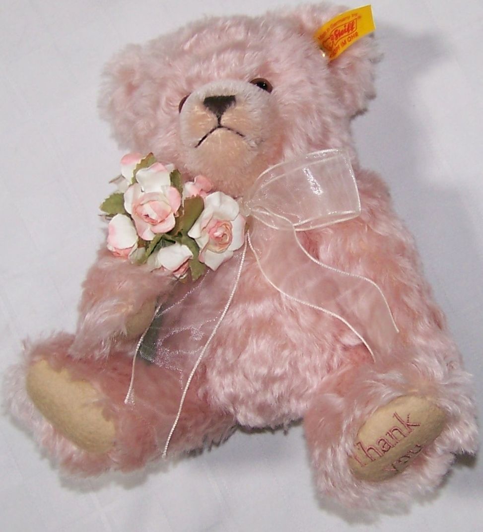 STEIFF "MOTHERS DAY TEDDY" HOLDING FLOWERS, 8", 2000. #028137