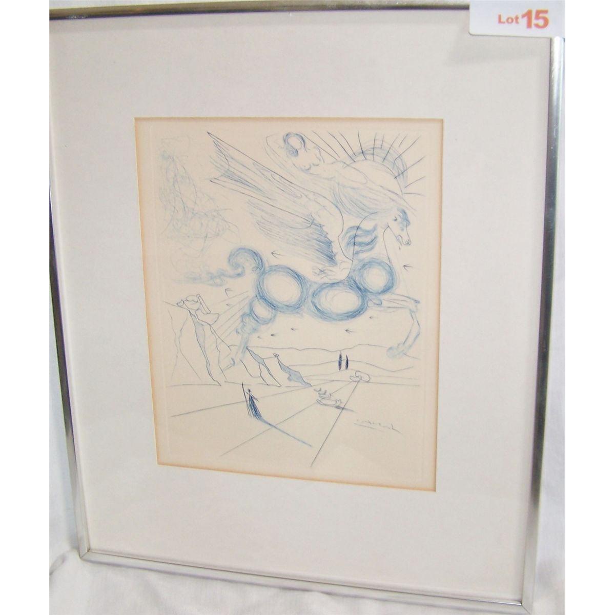 SALVADOR DALI ORIGINAL ETCHING "PEGASUS IN FLIGHT WITH AN ANGEL" 1970 ...