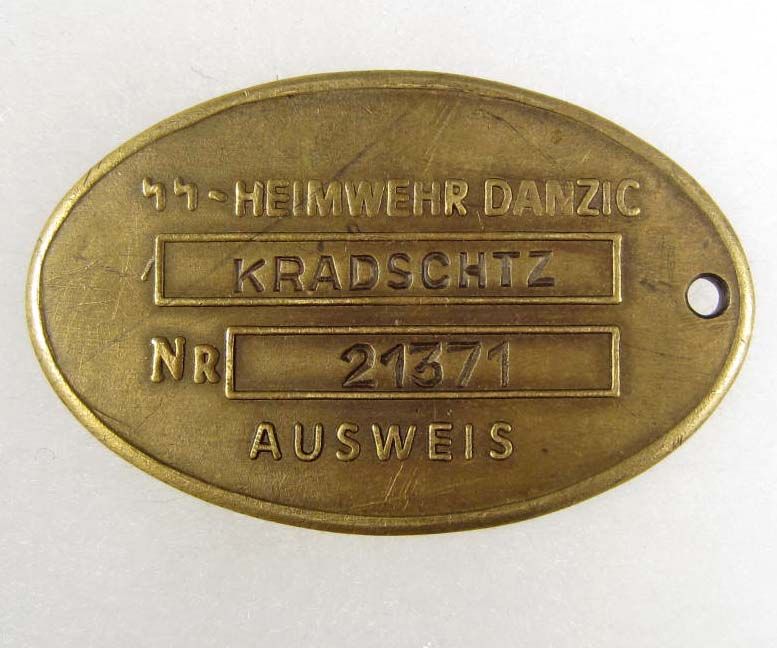 GERMAN NAZI WAFFEN SS HEIMWEHR DANZIG IDENTIFICATION DISC