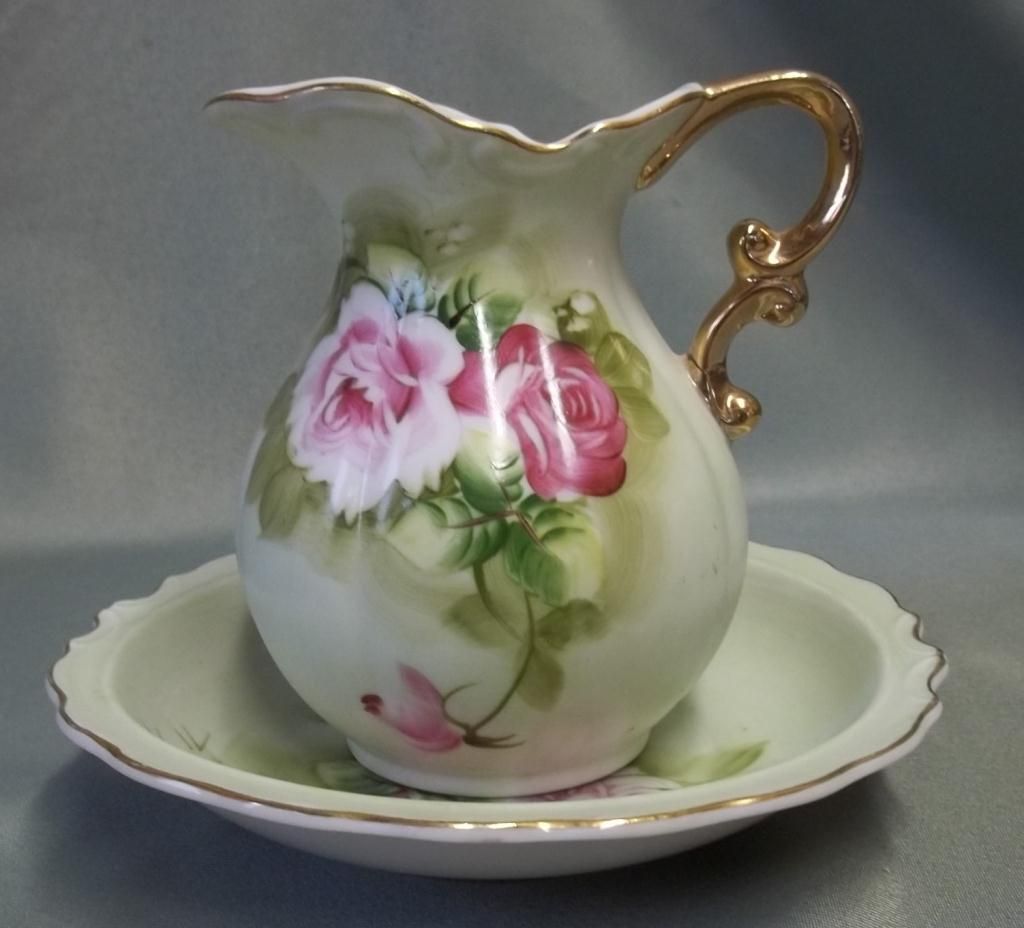 Lefton China Hand Painted Mini Pitcher & Bowl