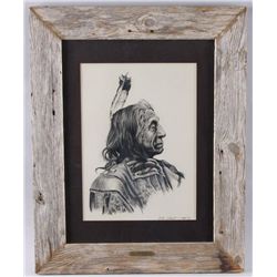 Original Pencil on Paper Entitled "Red Cloud"'71 by noted artist Bob ...